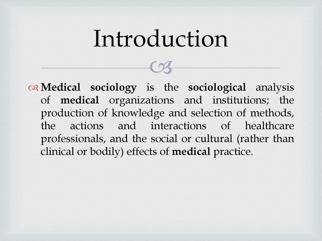 Medical Sociology Ppt Download