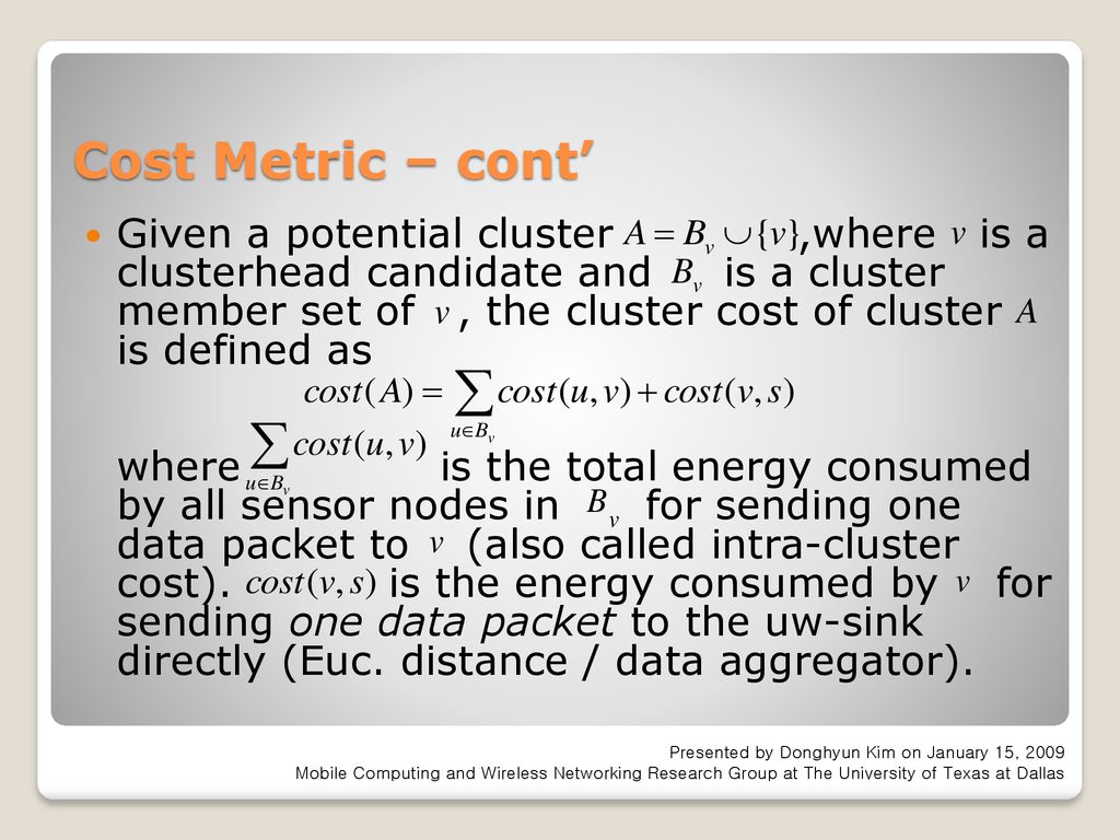 Distributed Minimum Cost Clustering For Underwater Sensor Networks Ppt Download