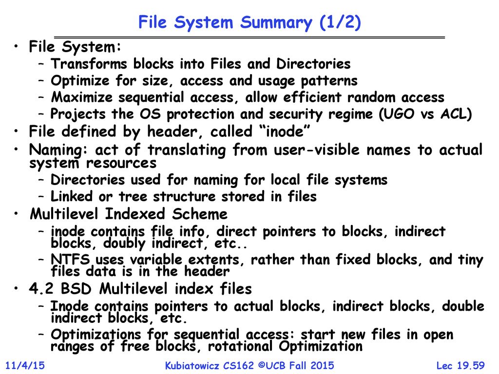 Cs162 Operating Systems And Systems Programming Lecture 19 File Systems Cont Mmap Buffer
