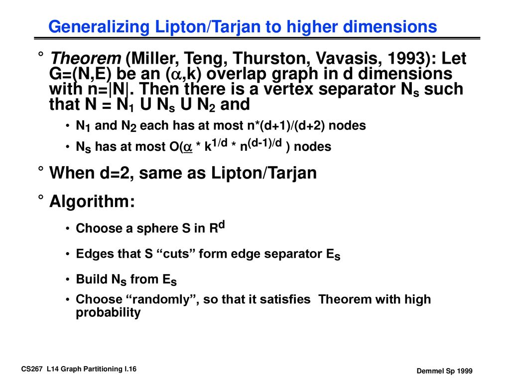James Demmel Cs 267 Applications Of Parallel Computers Lecture 14 Graph Partitioning I James
