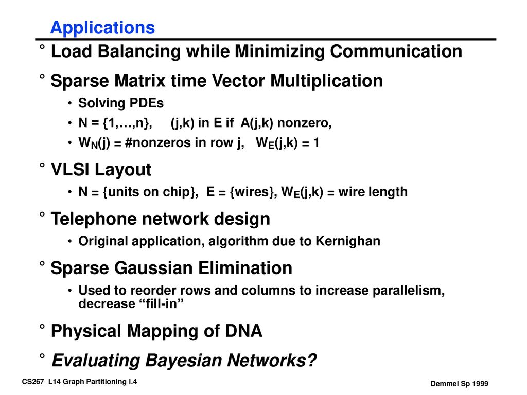 James Demmel Cs 267 Applications Of Parallel Computers Lecture 14 Graph Partitioning I James