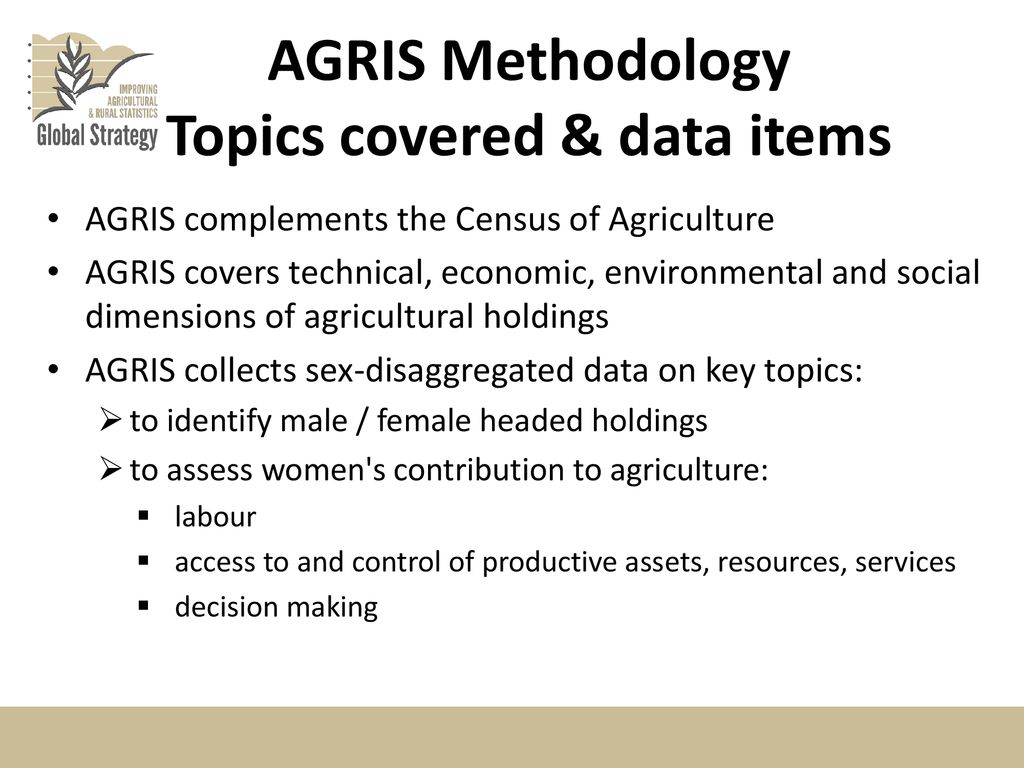 Introduction Day 1 Agris Agricultural Integrated Survey Ppt Download