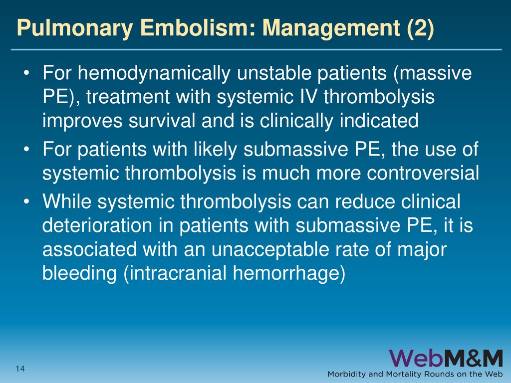 Updates In The Management Of High Risk Pulmonary Embolism Ppt Download