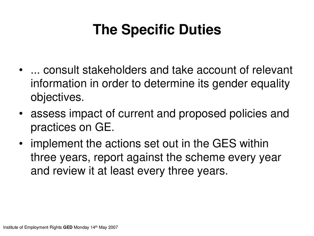 Getting Equal Implementing The Gender Equality Duty Ppt Download