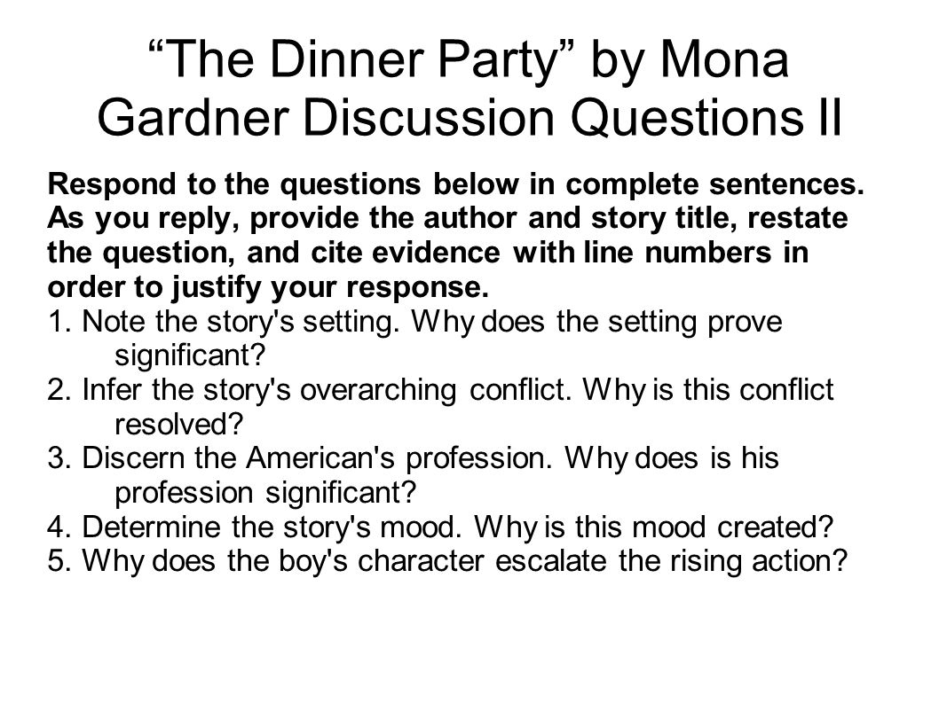 The Dinner Party By Mona Gardner
