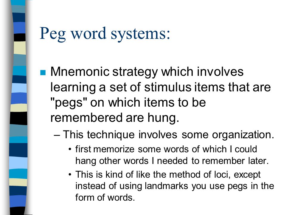 Mnemonics: The Pegword Method How To Use It, And Does It, 54% OFF Mnemonics: The Pegword Method How To Use It, And Does It, 54% OFF