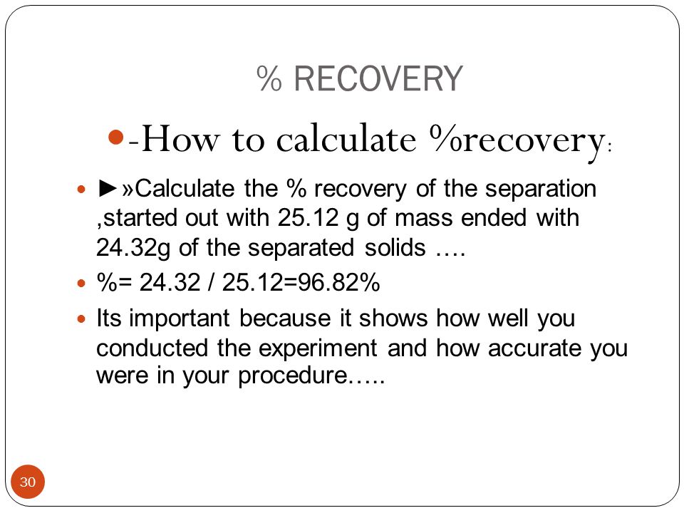 8 Percentage Recovery Calculation Anitahayyan