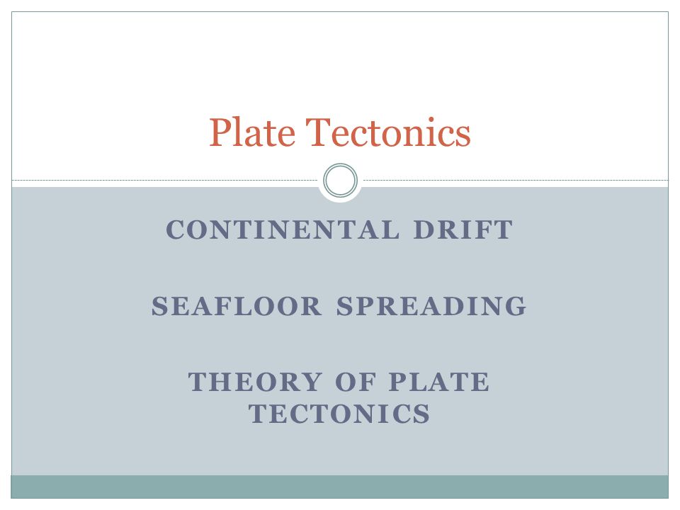 Continental Drift Seafloor Spreading Theory Of Plate Tectonics Ppt