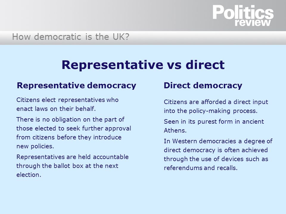 Direct Democracy Vs Representative Democracy Direct Democracy Vs Representative Democracy