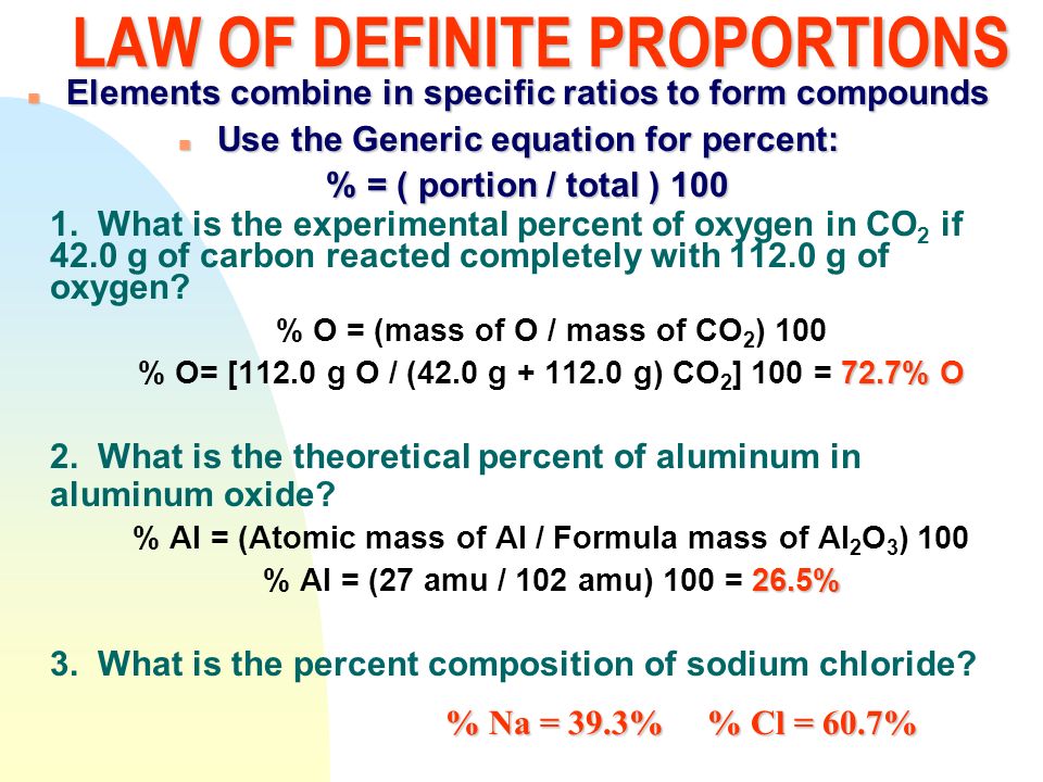Law Of Definite Proportions Law Of Definite Proportions