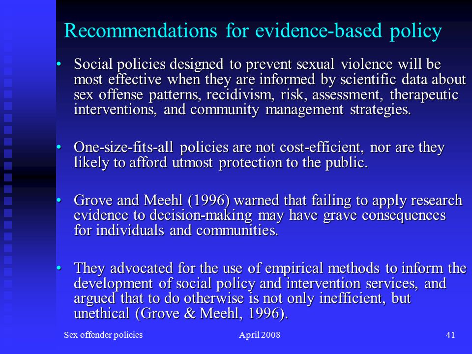 Premises On Which Sex Offender Policies Are Based Ppt Download