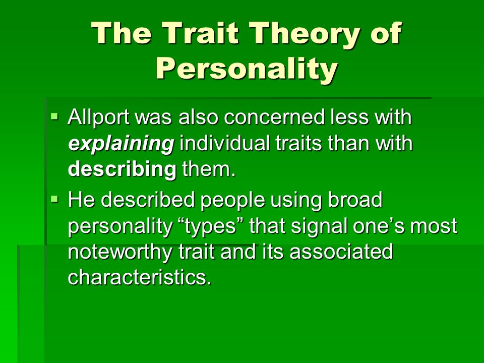 Trait Theory Of Personality